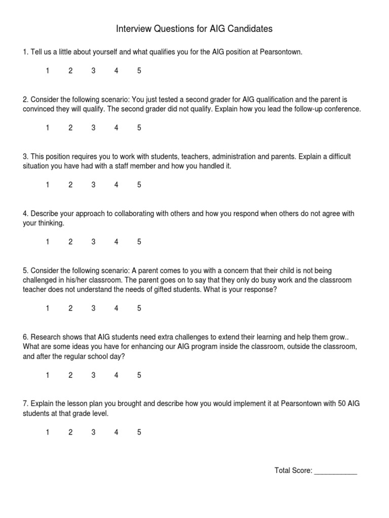 Interview Questions For Aig Candidates | PDF