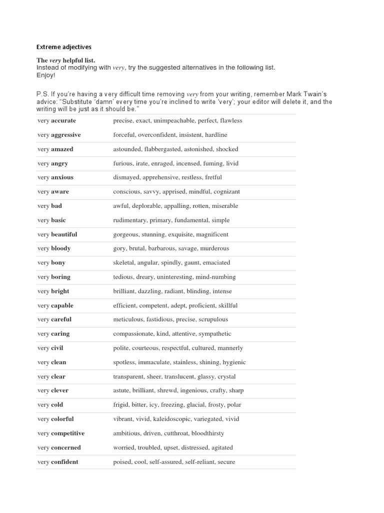 Extreme Adjectives | PDF | Nature