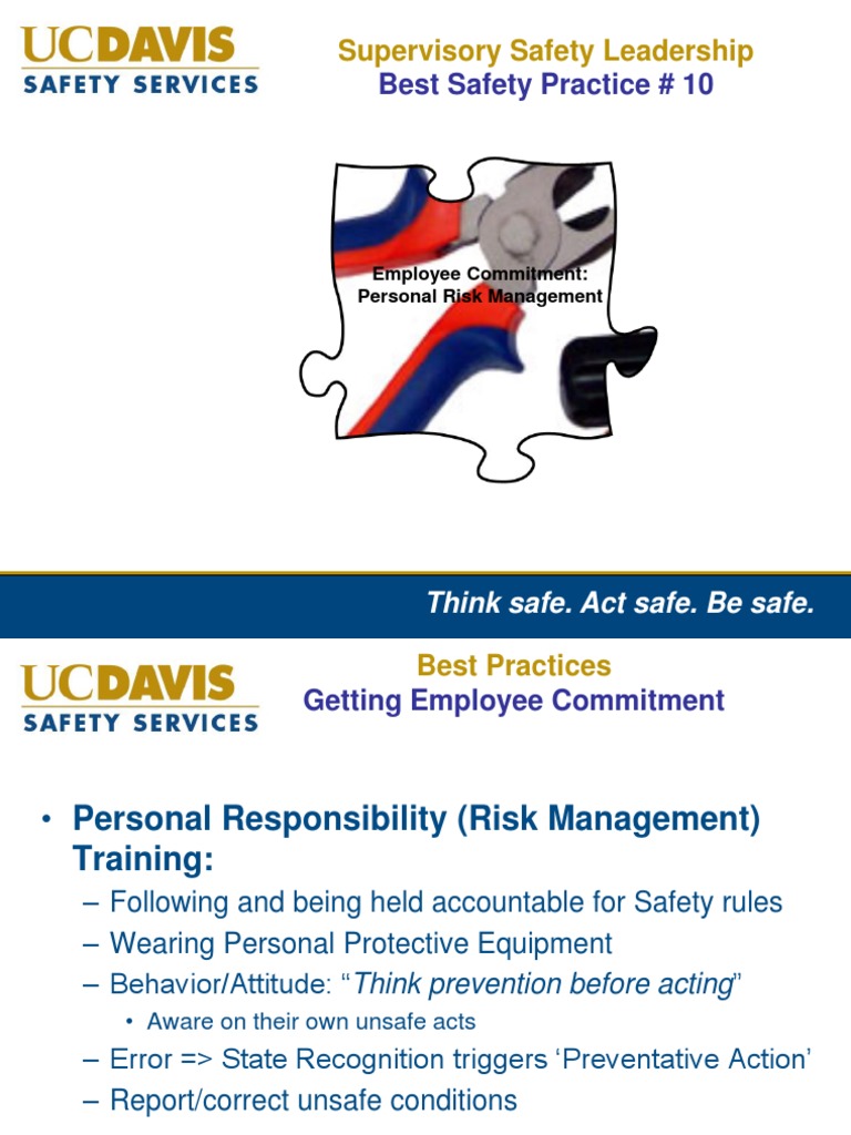 #10 Safety Leadership For Supervisors Tool - 10 - Personal Risk ...