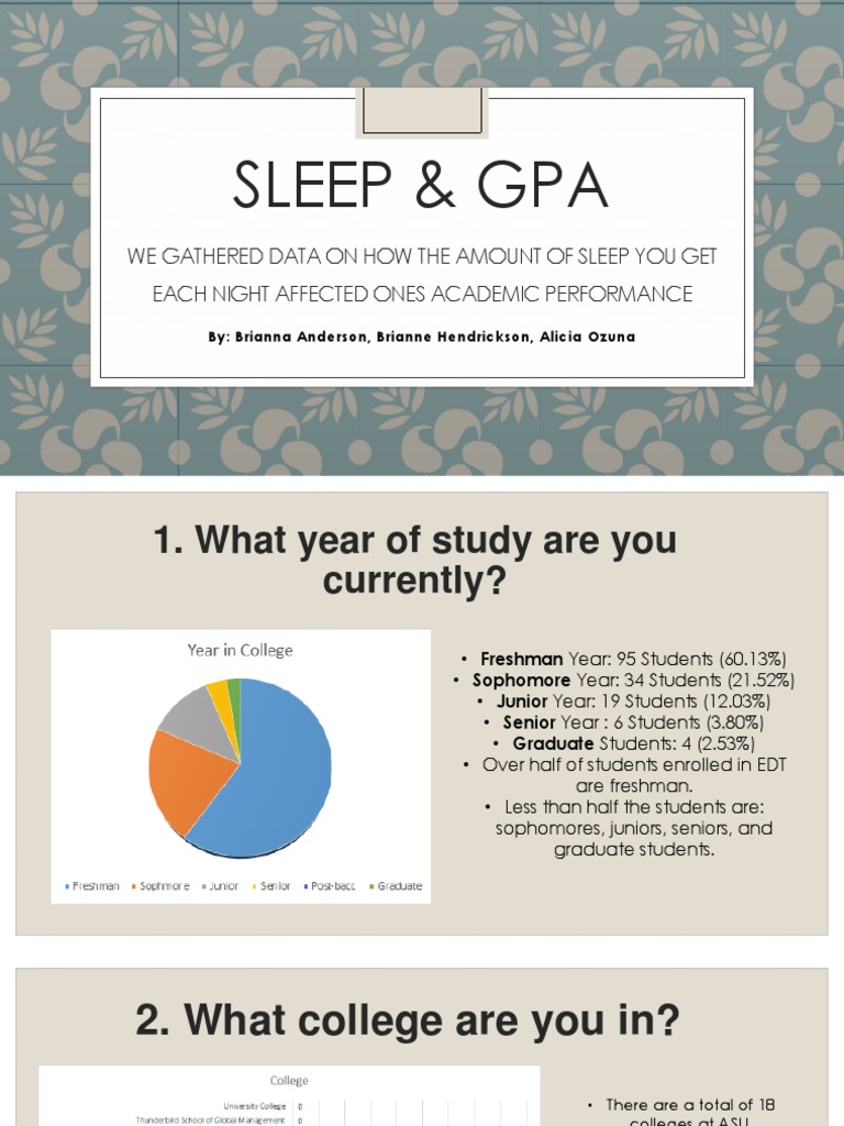 Sleep Gpa Project 4 Pdf Students Grading Education