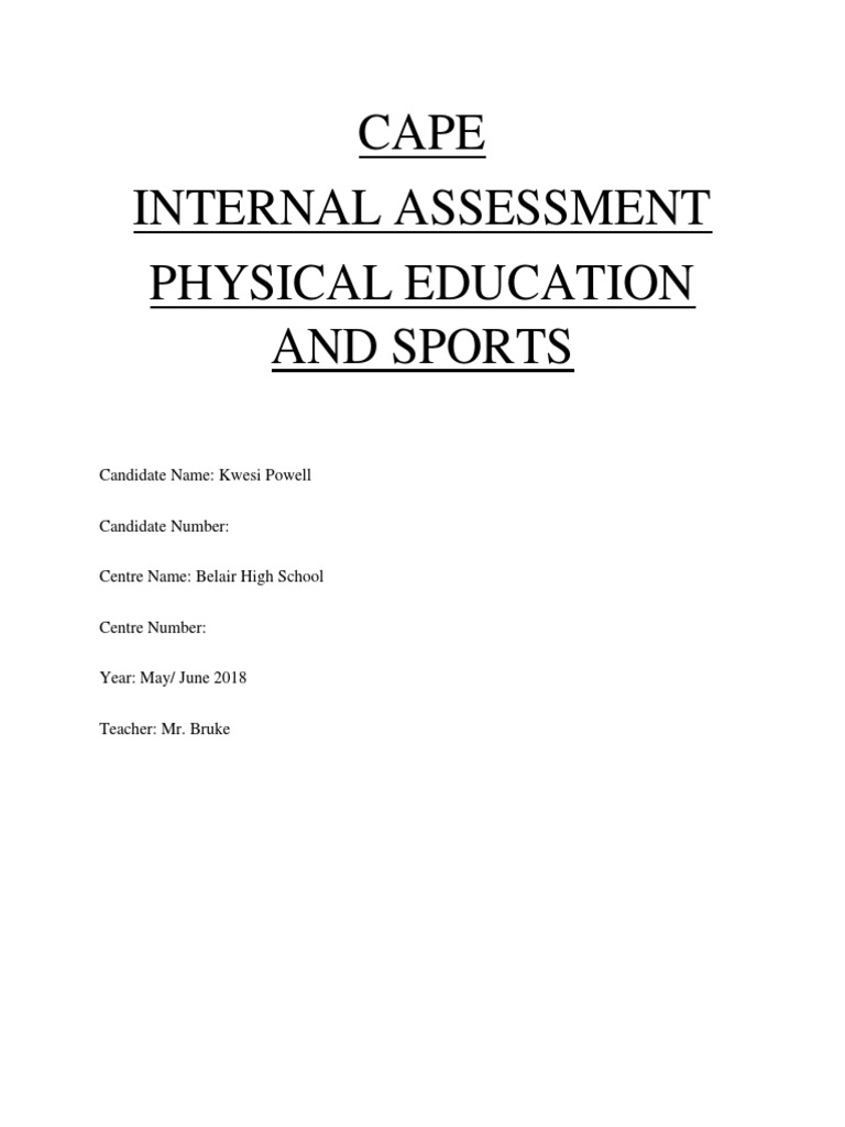 CAPE PE Internal Assessment by Kwesi Powell | PDF | Wellness
