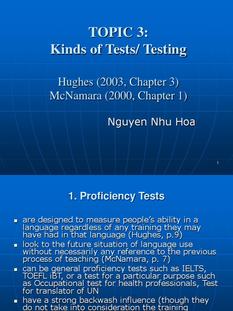 Testing TOPIC 3. Kinds of Tests | PDF | Test Of English As A Foreign ...