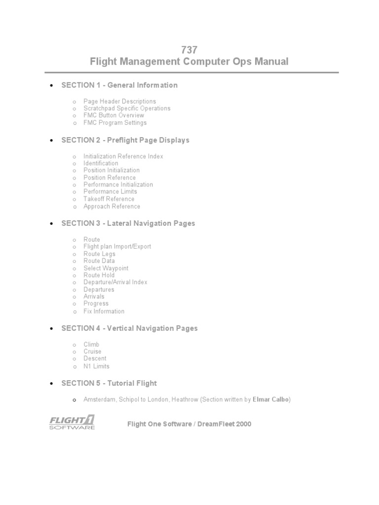 737 Flight Management Computer Ops Manual: SECTION 1 - General Information
