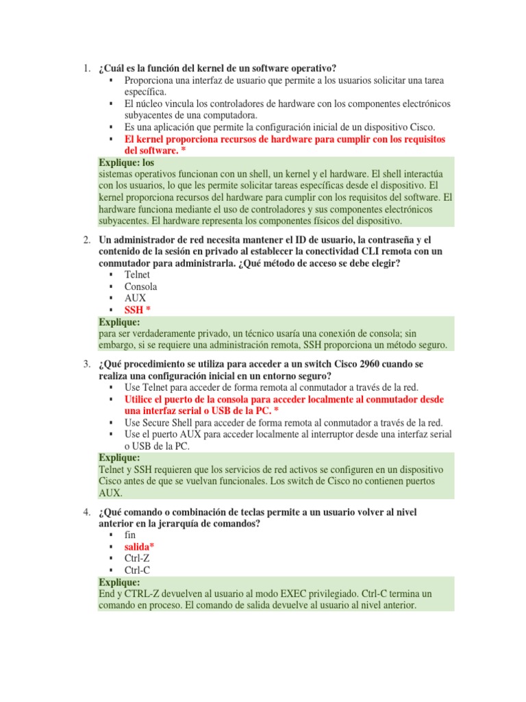 Examen Capitulo 2 CCNA | PDF | Dirección IP | Kernel (sistema operativo)