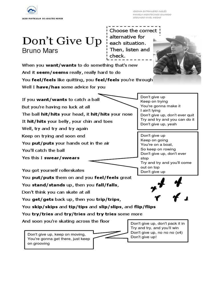 Don't Give Up: Bruno Mars | PDF | Leisure