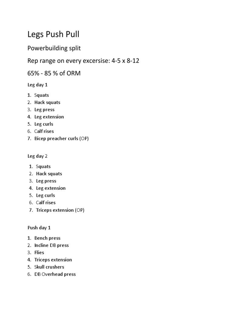 Legs Push Pull | PDF | Weight Training | Sports