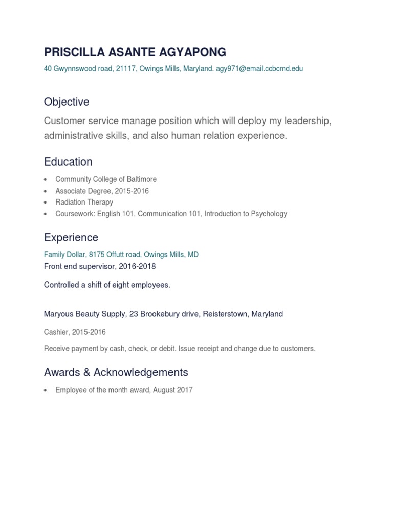 Priscilla Resume Final | PDF