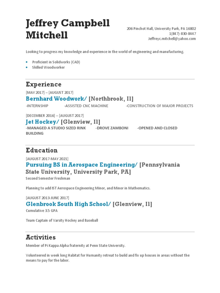 Aerospace Engineering Student Profile | PDF