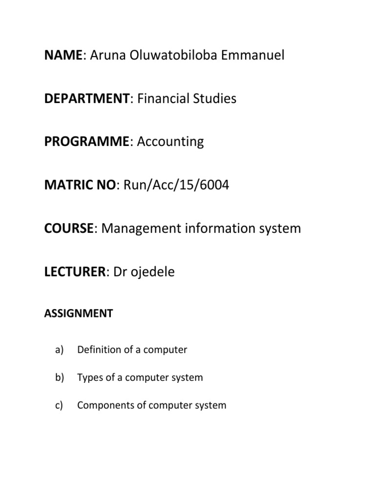 Management Information System | PDF | Microcomputers | Operating System