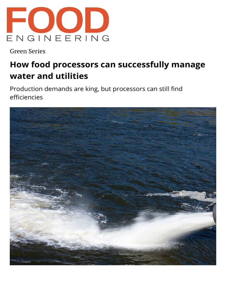 How Food Processors Can Successfully Manage Water and Utilities | PDF ...