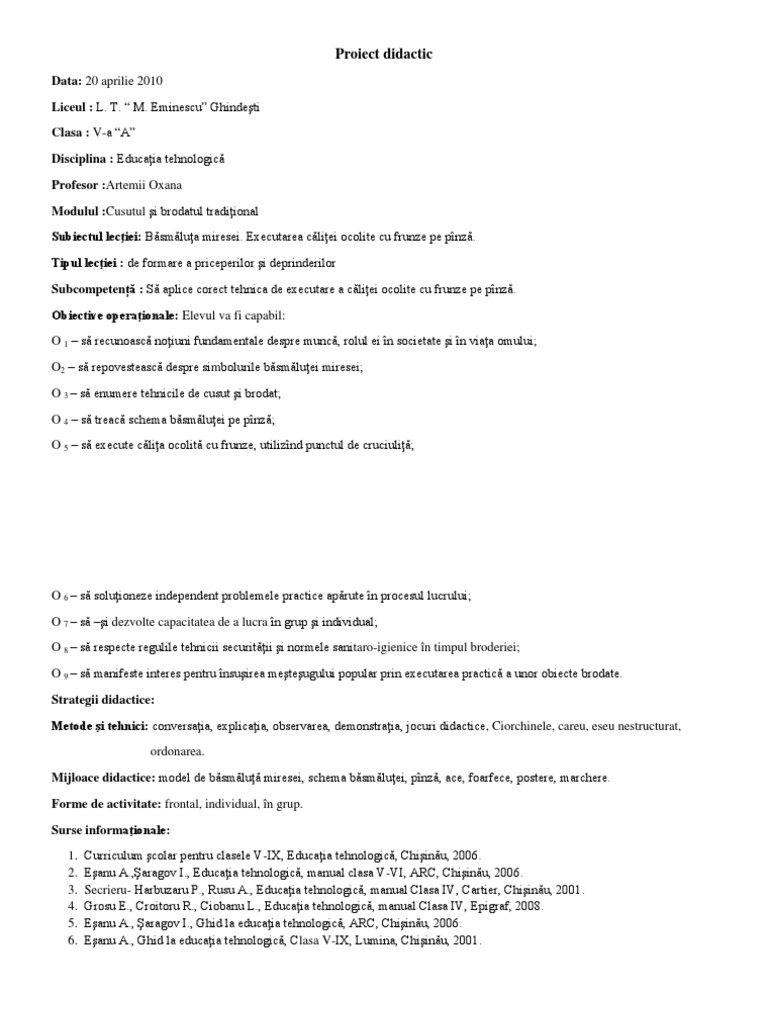 Proiect Didactic | PDF