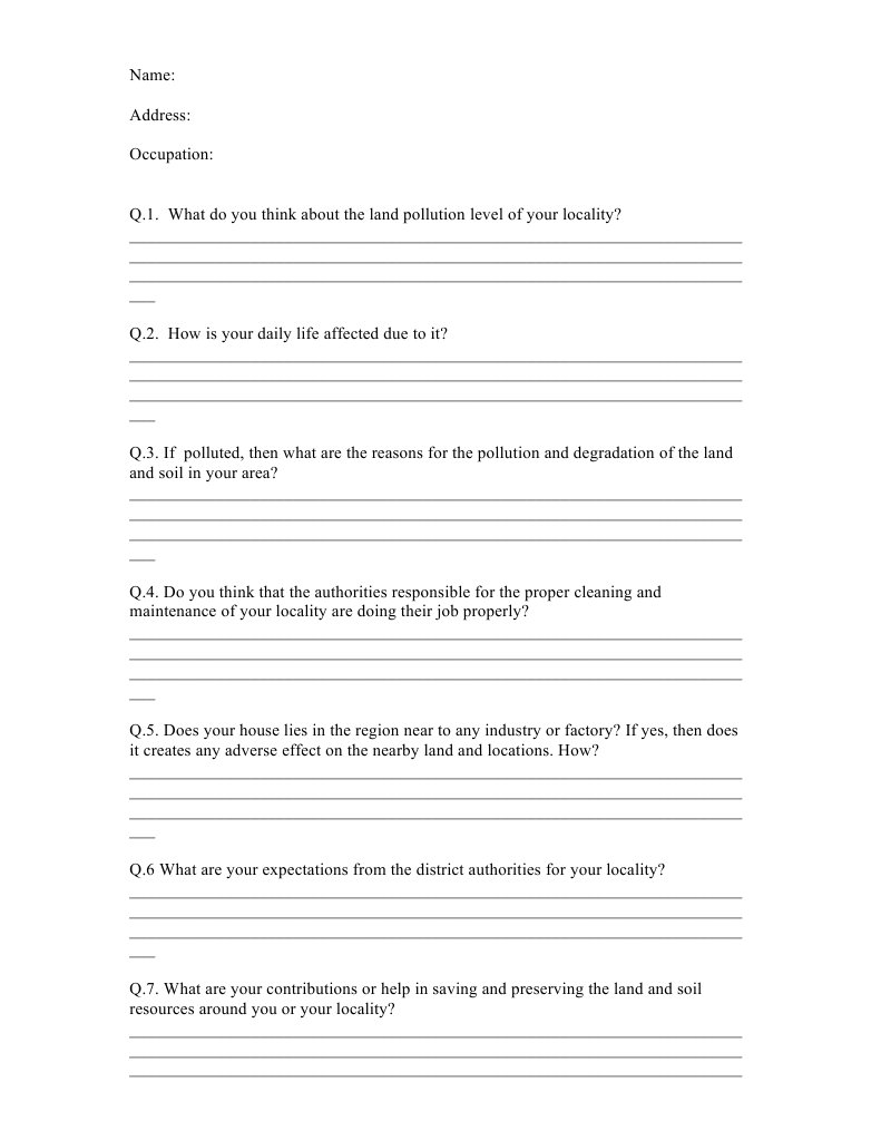 Survey Questions On Land Pollution | PDF | Environmental Issues | Pollution