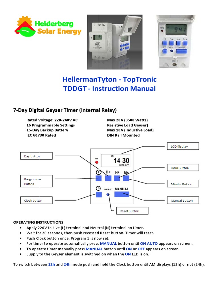 TopTronic TDDGT - Instruction Manual | PDF | Timer | Electronic Engineering