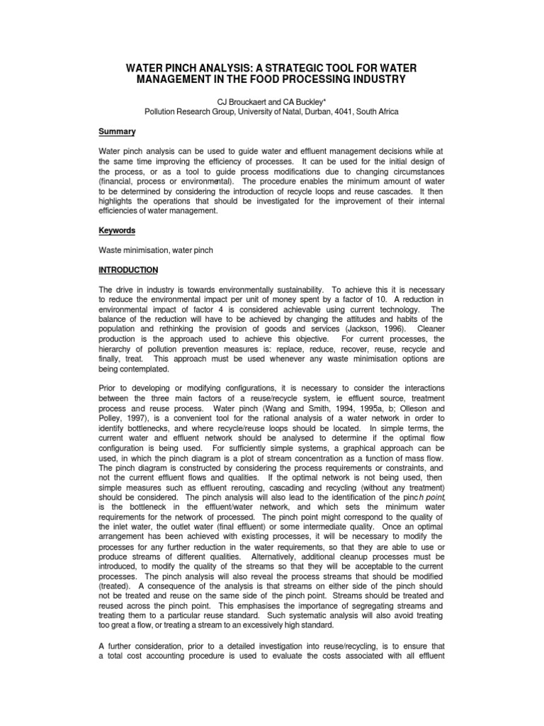 Water Pinch Analysis | Download Free PDF | Reuse | Recycling
