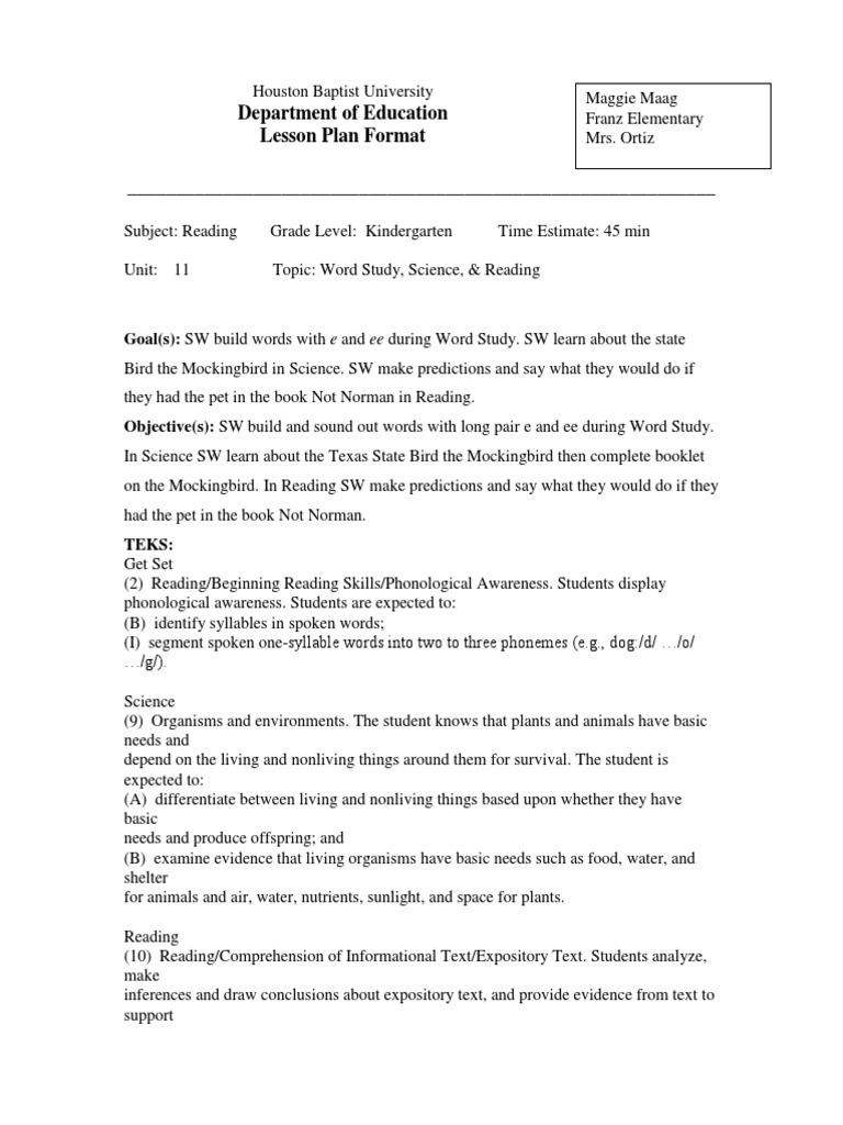 Department of Education Lesson Plan Format | PDF | Educational ...