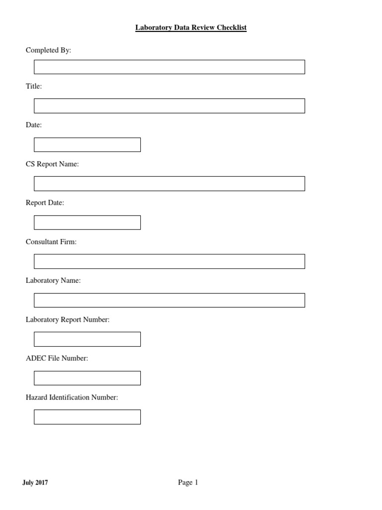 Laboratory Data Review Checklist July 2017 | PDF | Volatile Organic ...