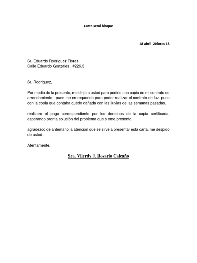 Carta Semi Bloque | PDF