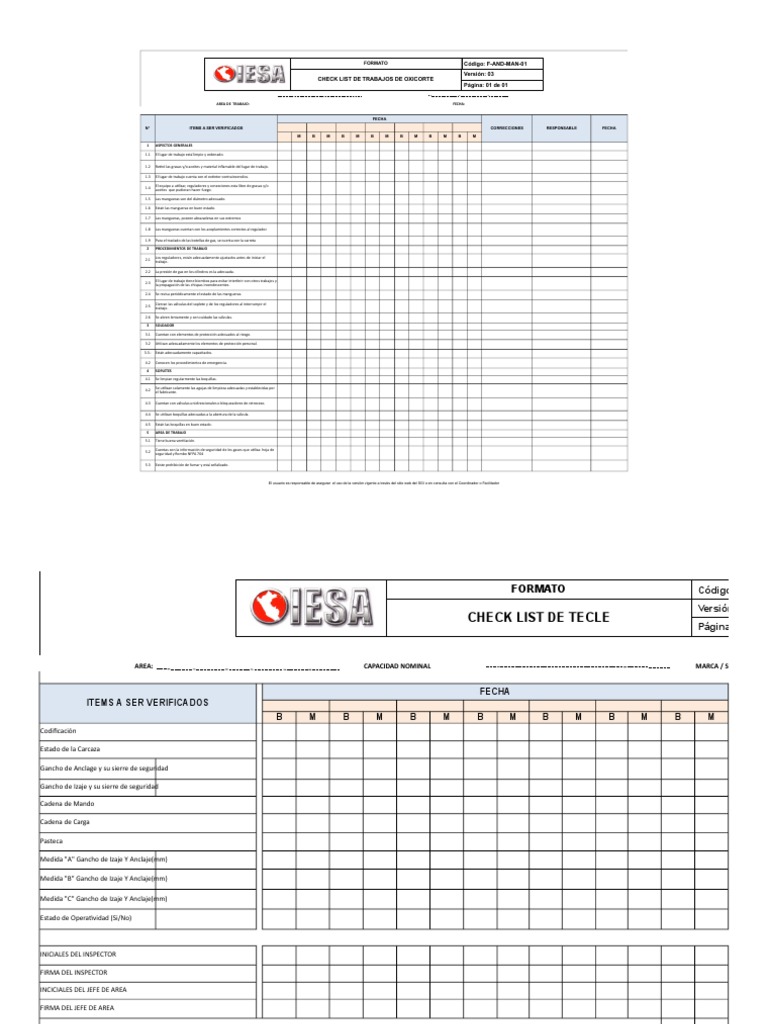 Formatos Check List Mtto | PDF | Bomba | Equipo