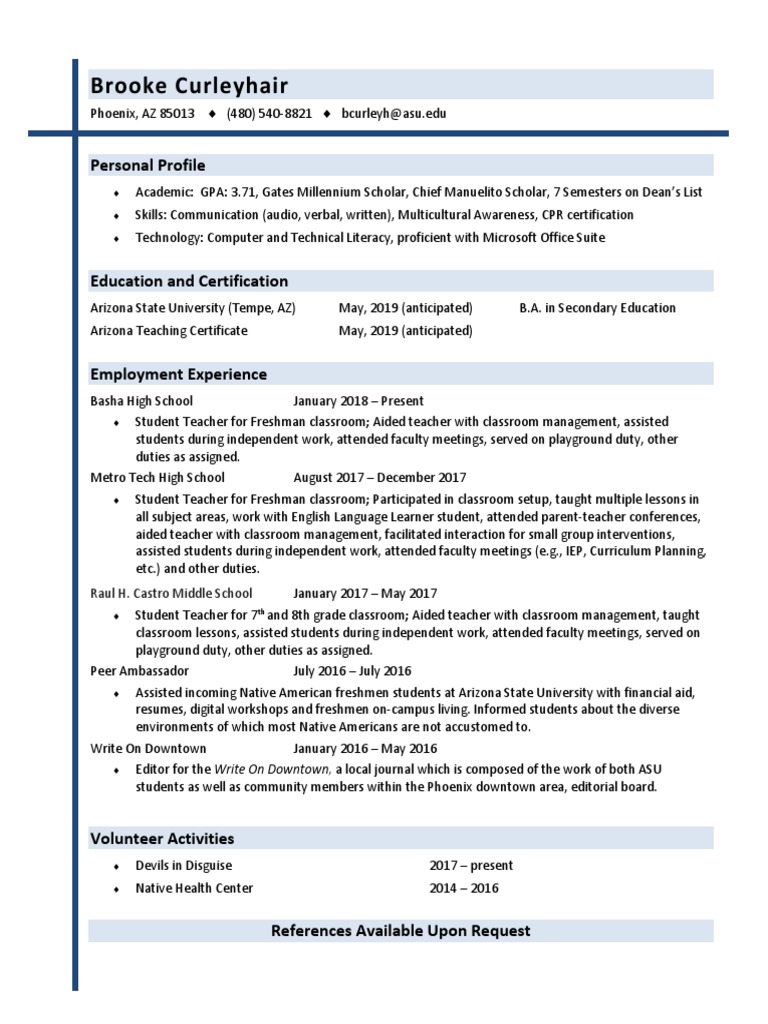 Professional Resume | PDF | Arizona State University | Classroom