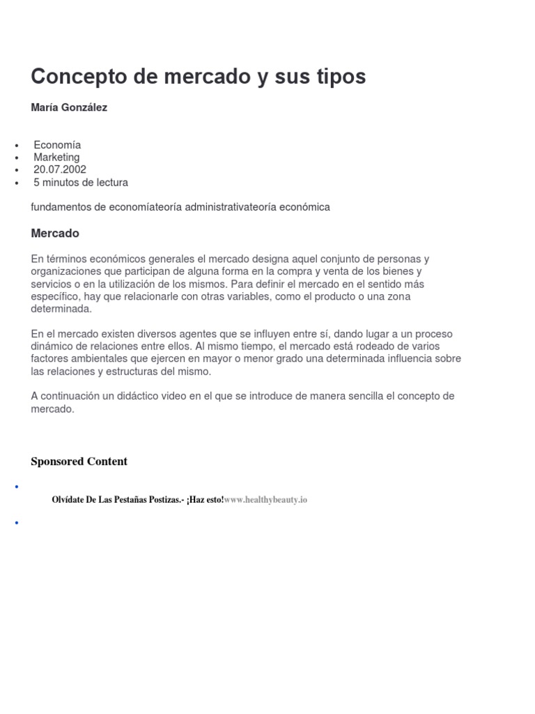 Concepto de Mercado y Sus Tipos | PDF | Monopolio | Elasticidad (economía)