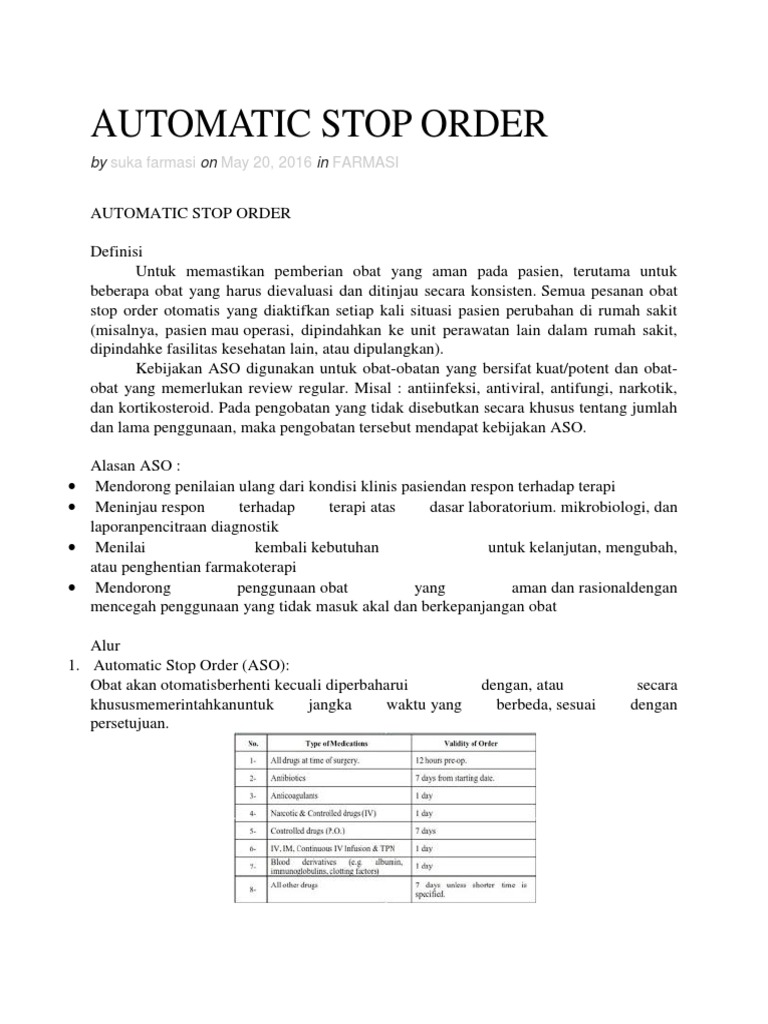 Automatic Stop Order | PDF