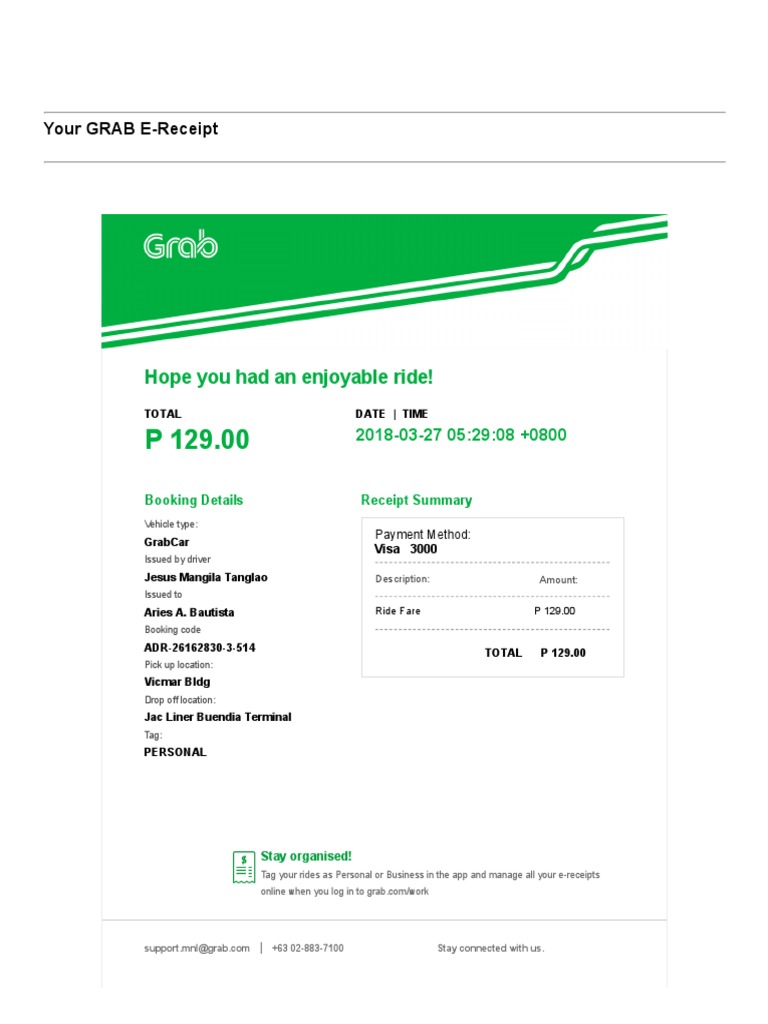 New Era University Mail - Your GRAB E-Receipt | PDF | Metro Manila ...