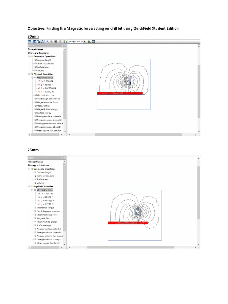 Objective: Finding The Magnetic Force Acting On Drill Bit Using Quickfield Student Edition 30Mm ...