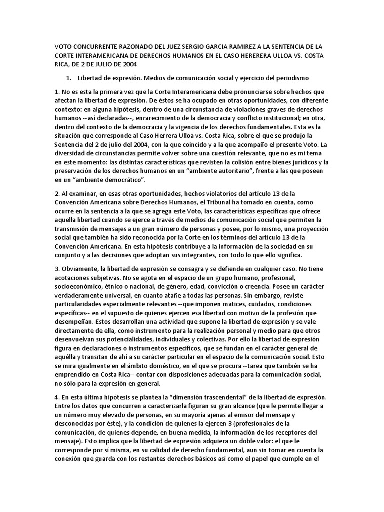 Voto Concurrente Razonado Del Juez Sergio Garcia Ramirez A La Sentencia ...