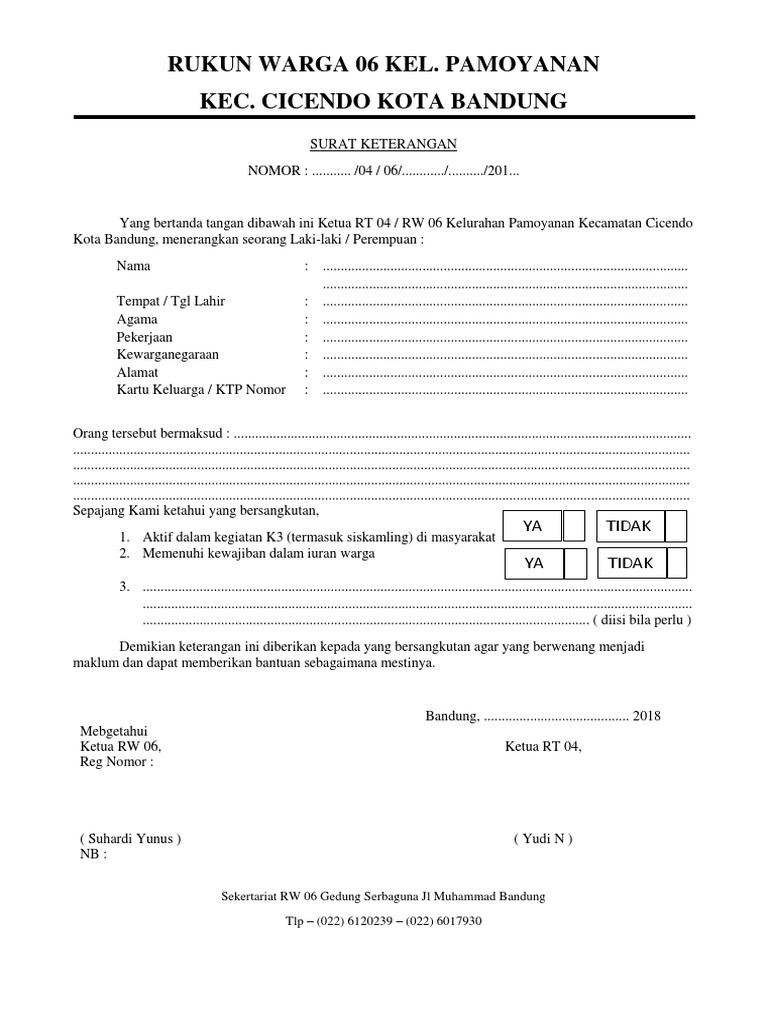 Surat Keterangan RT RW | PDF