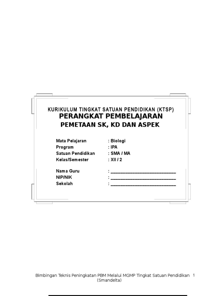 Pemetaan SK KD Biologi Kelas Xii SMT 2 | PDF