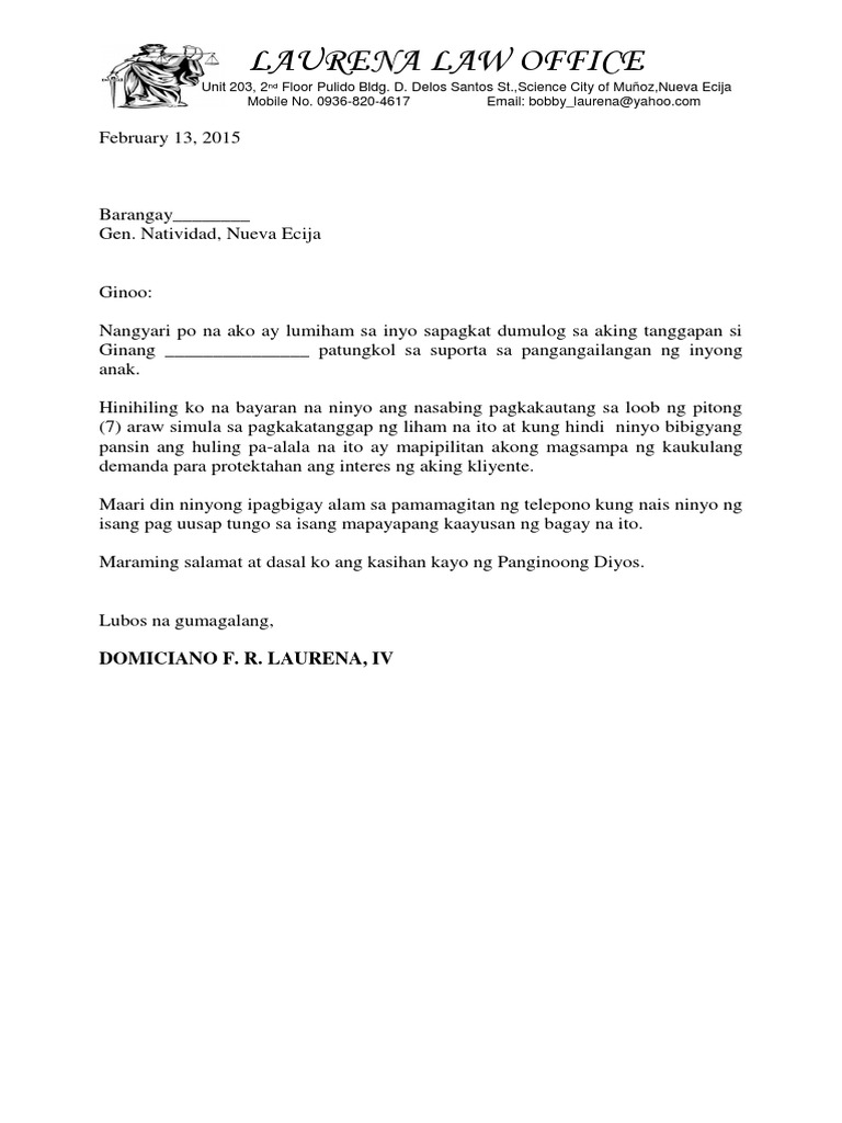 Demand Letter Child Support | PDF