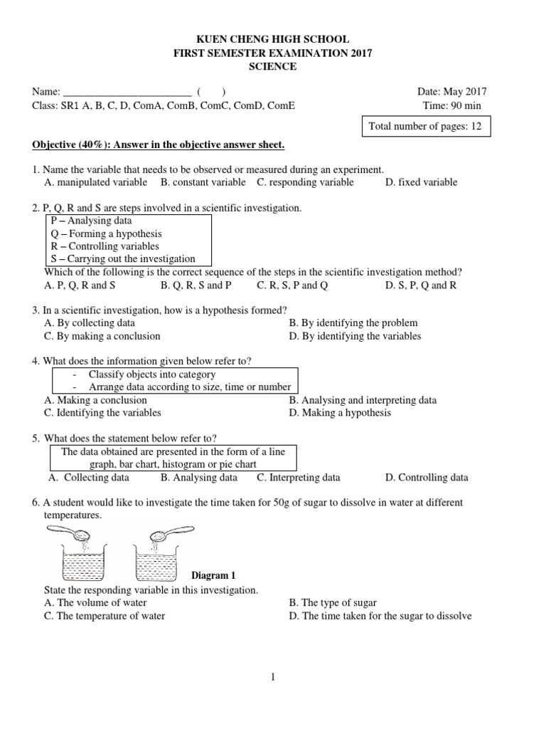 Science Sr1 Mid Term Exam | PDF | Atoms | Proton