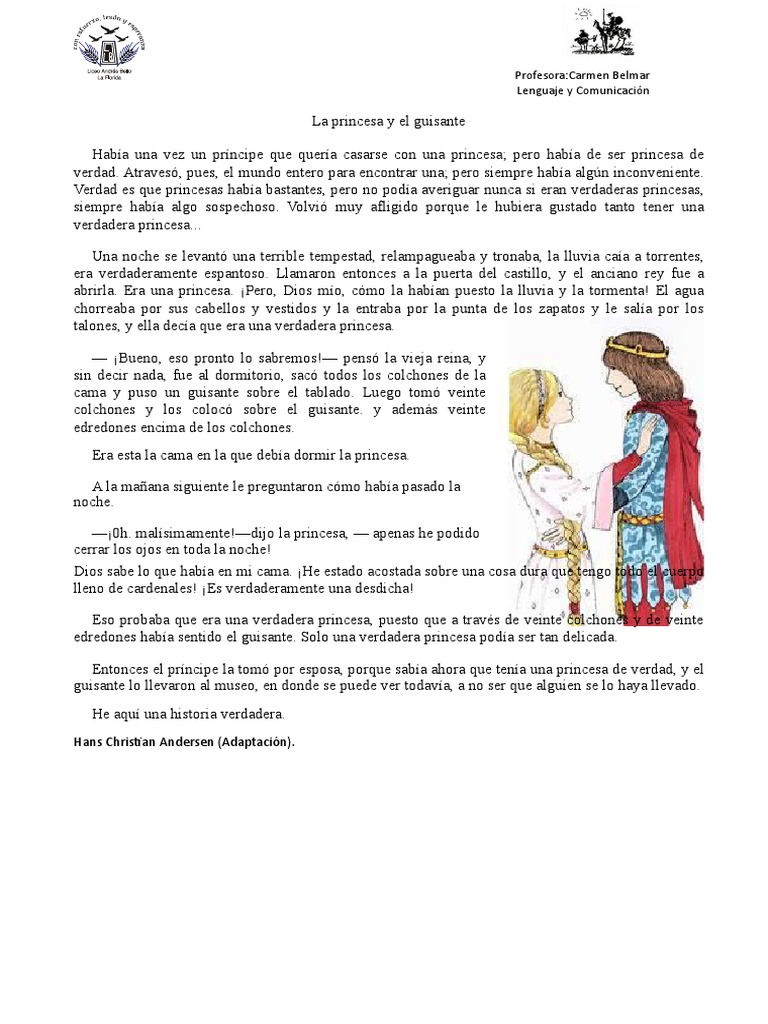 La princesa y el guisante: Cuento y actividades | PDF | Libros para ...