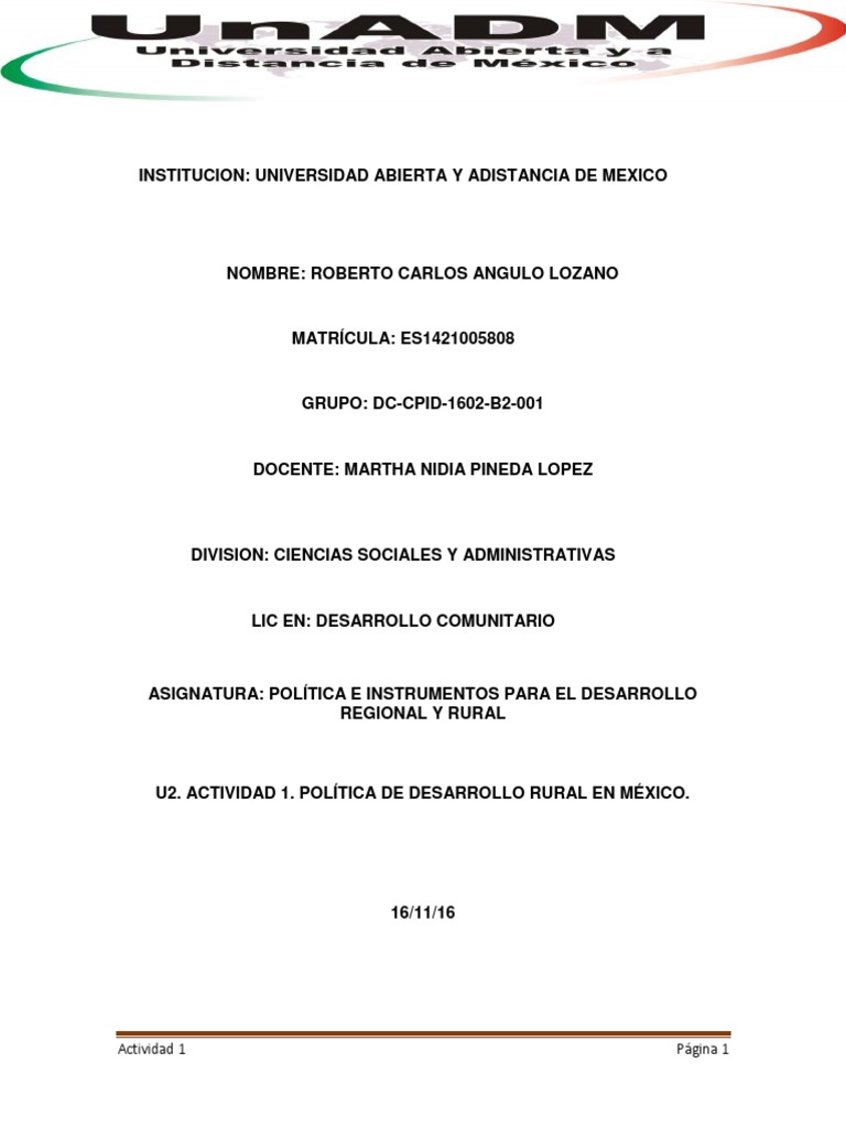 Dc-Cpid U2 A1 Roal | PDF | Pobreza | Pobreza e indigencia