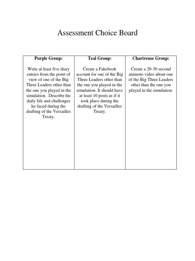 Choice Board | PDF | History