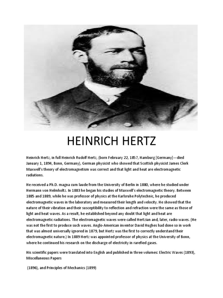 Heinrich Hertz: The Physicist Who Proved Electromagnetic Theory and ...