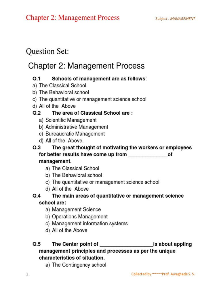 Management Process MCQs Overview | PDF | Self Actualization ...