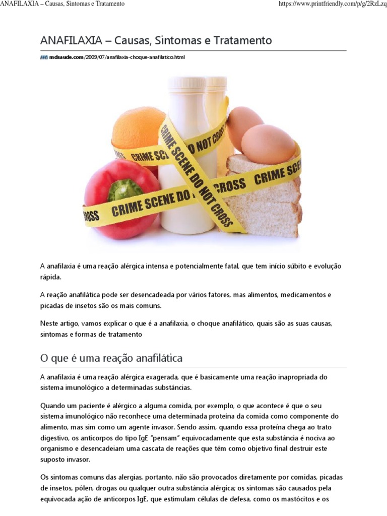 ANAFILAXIA – Causas, Sintomas e Tratamento | Alergia | Especialidades ...