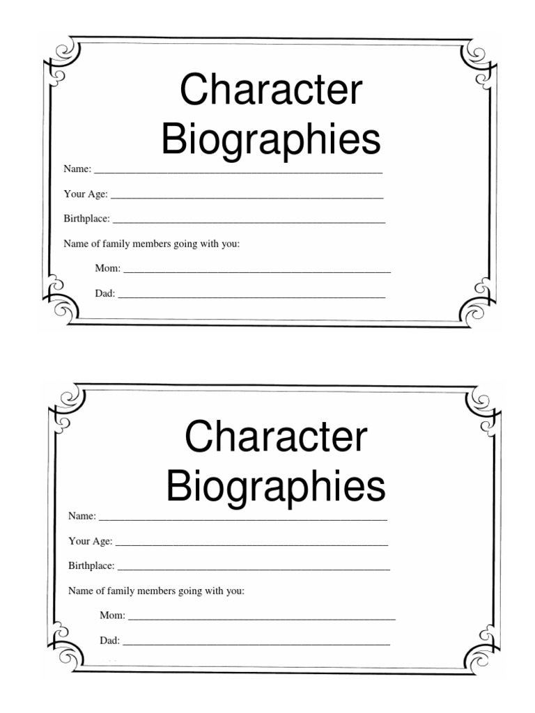 Character Biographies | PDF | Family | Society