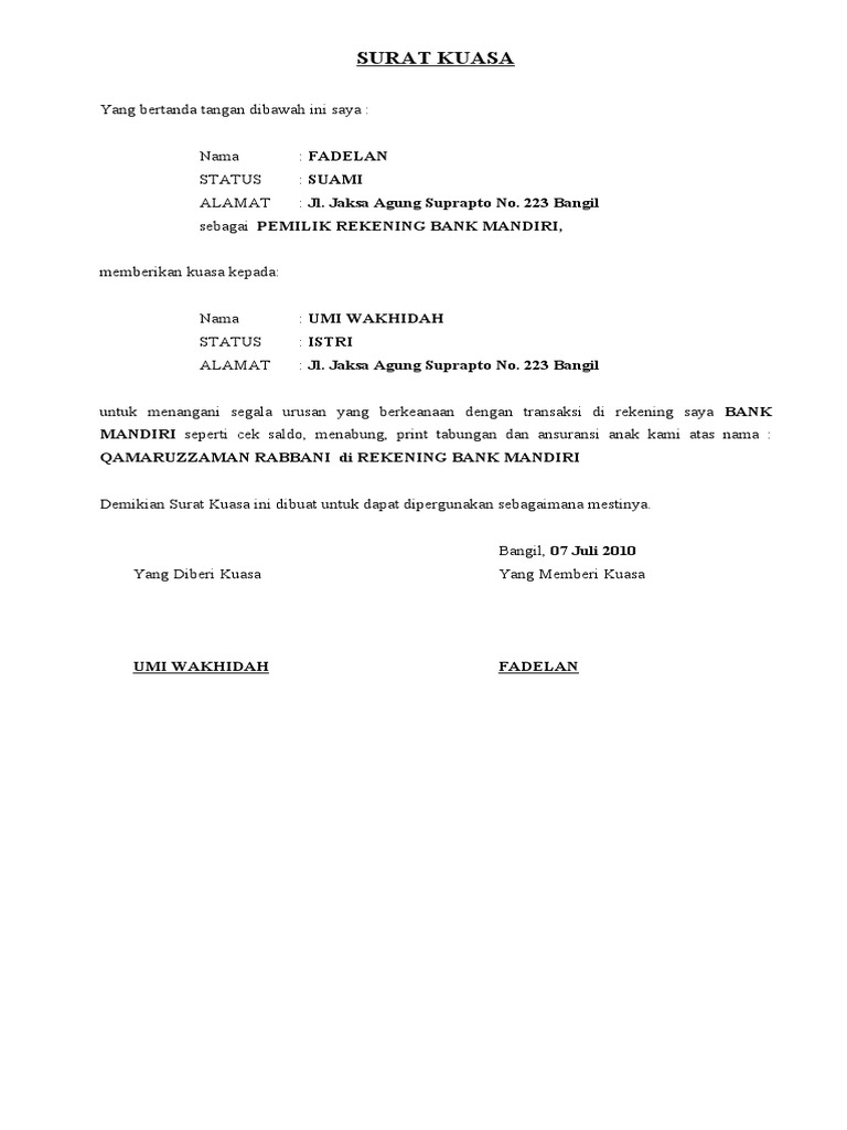 Yuk Cek 8+ Contoh Surat Kuasa Permohonan Cetak Rekening Koran Doc ... Yuk Cek 8+ Contoh Surat Kuasa Permohonan Cetak Rekening Koran Doc ...