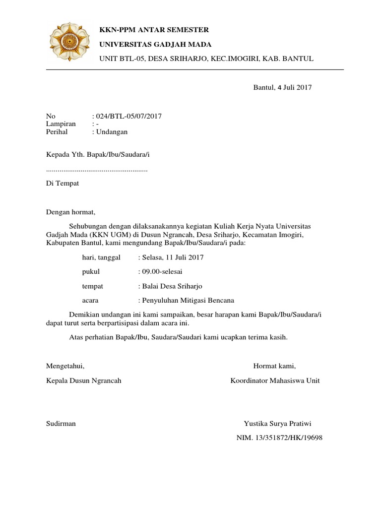 Contoh Undangan Kegiatan | PDF