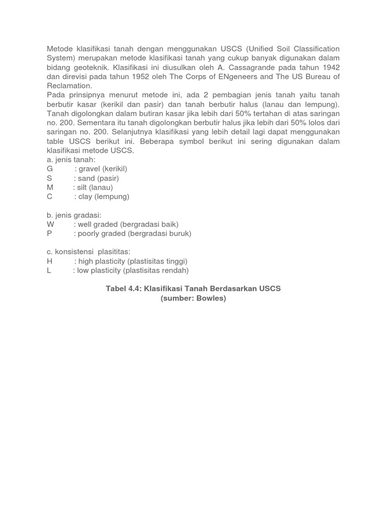 Metode Klasifikasi Tanah Dengan Menggunakan USCS | PDF