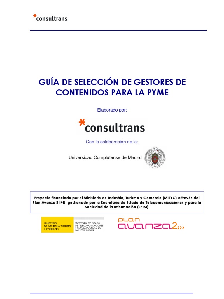 Guia de Seleccion de Gestores de Contenidos para La Pyme | PDF | Software | Informática