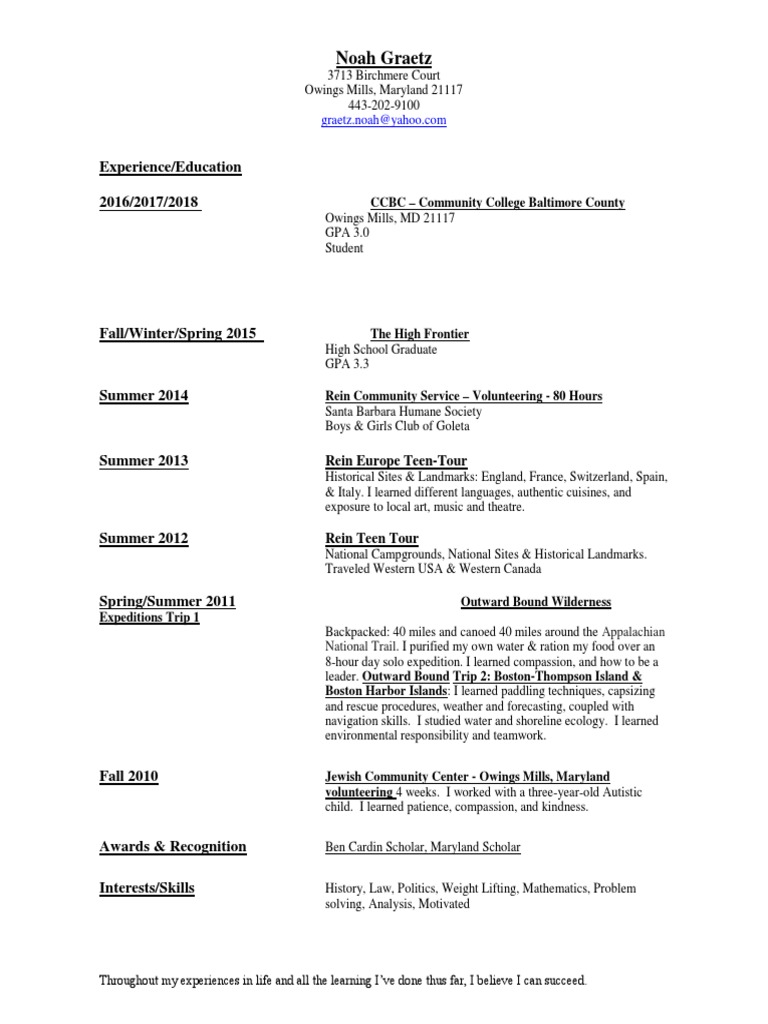 Noah Resume Final | PDF