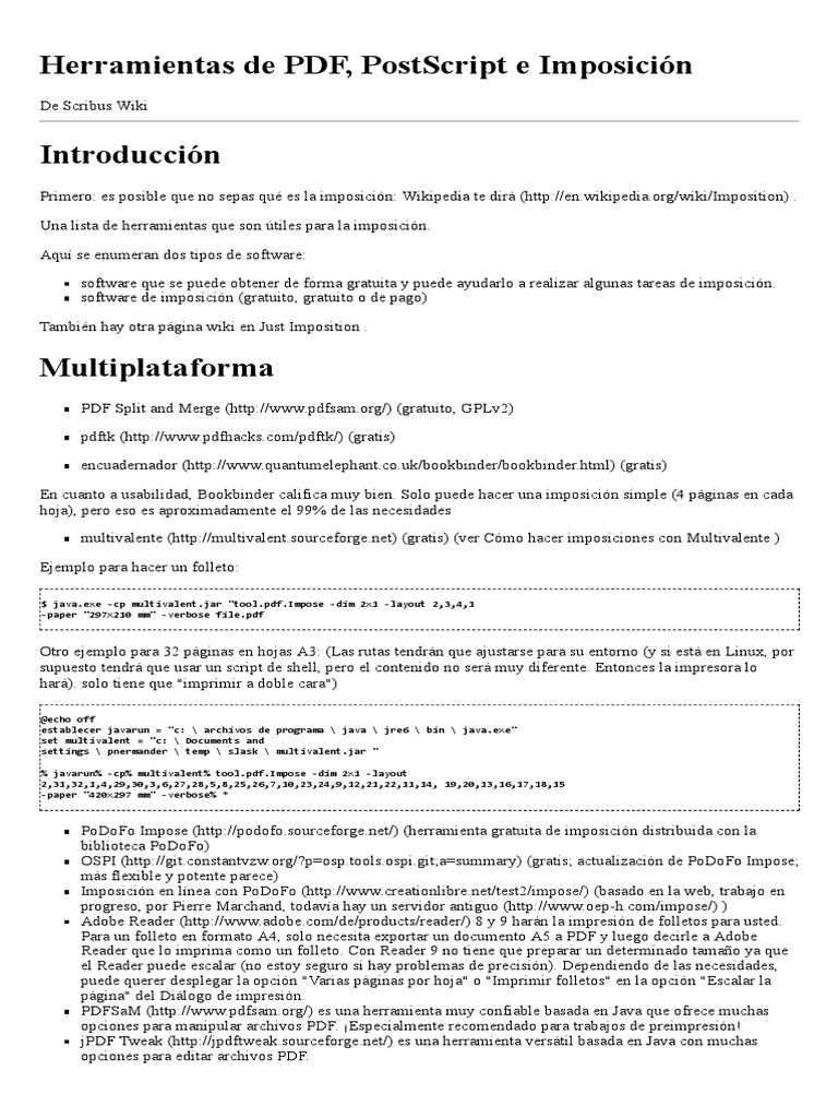 Herramientas PDF, PostScript e Imposición - Scribus Wiki | PDF | Formato de Documento Portable ...
