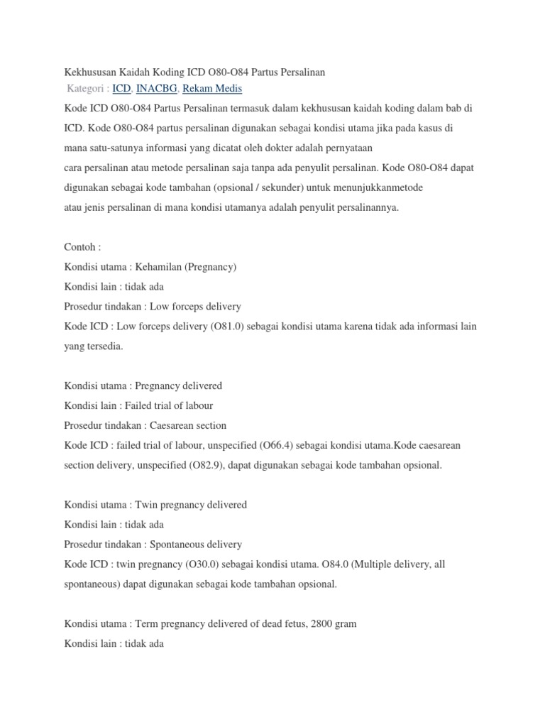 Kekhususan Kaidah Koding ICD Pregnancy | PDF