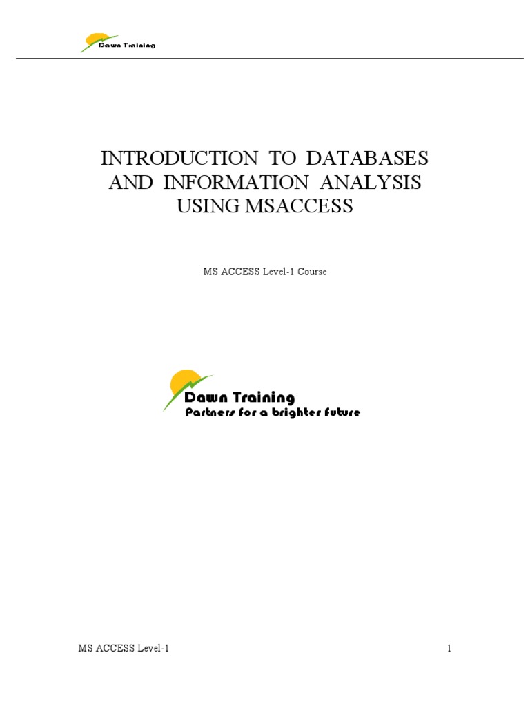 Msaccess Level 1 | PDF | Microsoft Access | Databases