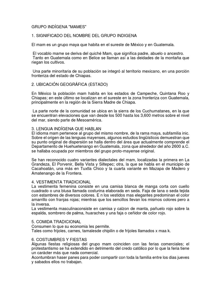 Grupo Indígena Los Mames | PDF