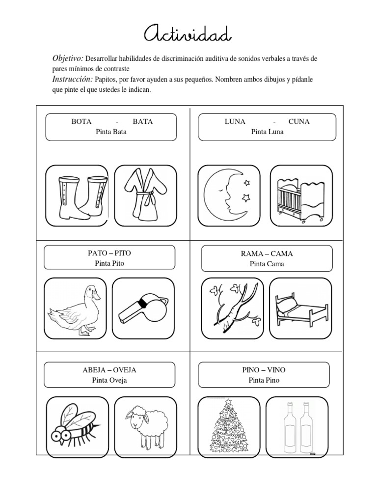 Hojas De Trabajo De Pares Mínimos Morfología Y Pares Mínimos: