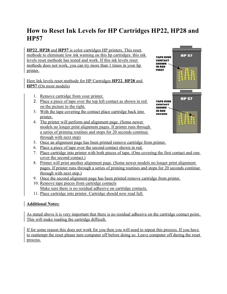 Resetting Ink Levels for HP Cartridges | PDF | Printer (Computing ...